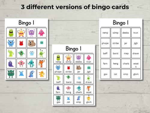 Phonics Assessment - Phonics Alien Bingo Game ( 4 different BINGO games ...