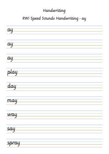 RWI Speed sounds and words cursive handwriting sheets | Teaching Resources