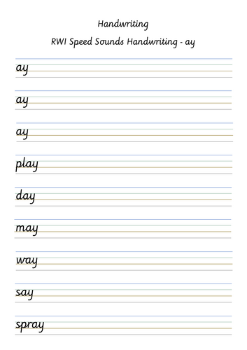RWI Speed sounds and words cursive handwriting sheets | Teaching Resources