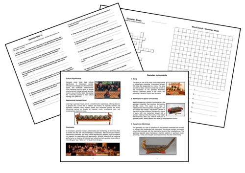 Gamelan Music (Cover Work Booklet) | Teaching Resources
