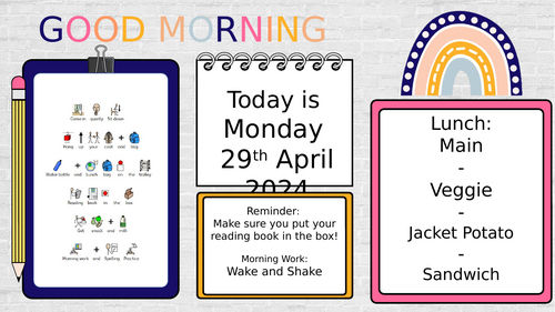 Editable Boho Rainbow Morning Slides | Teaching Resources