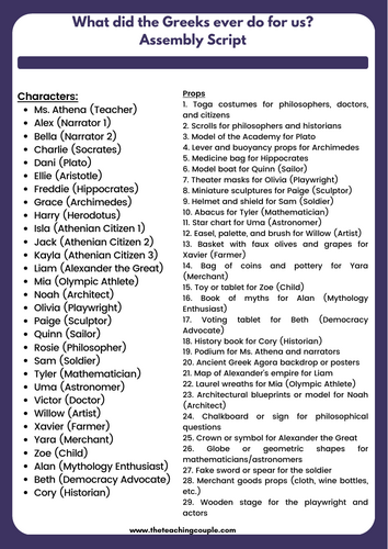What did the Greeks ever do for us? Class Assembly Script | Teaching Resources