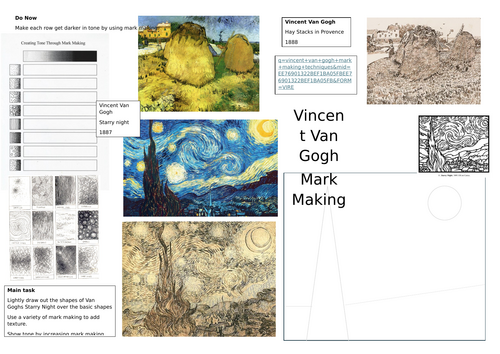 Vincent Van Gogh Mark Making | Teaching Resources