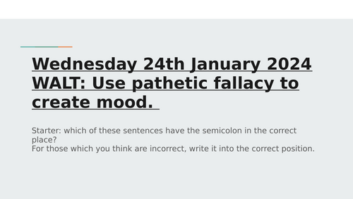 Pathetic fallacy writing lesson | Teaching Resources