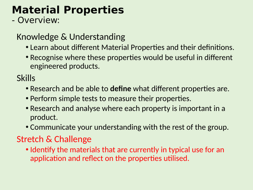 Engineering GCSE AQA - Material Properties | Teaching Resources Engineering GCSE AQA - Material Properties | Teaching Resources