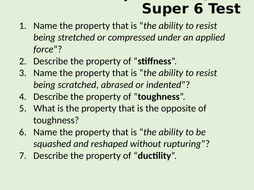 Engineering GCSE AQA - Material Properties | Teaching Resources Engineering GCSE AQA - Material Properties | Teaching Resources