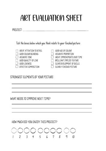 Art Evaluation Sheet | Teaching Resources