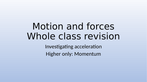 Combined Physics revision pack- Motion & Forces | Teaching Resources