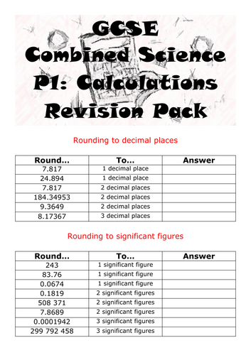 Combined Physics revision pack- Calculation skills | Teaching Resources