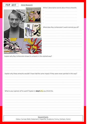 Roy Liechtenstein - Artist research | Teaching Resources