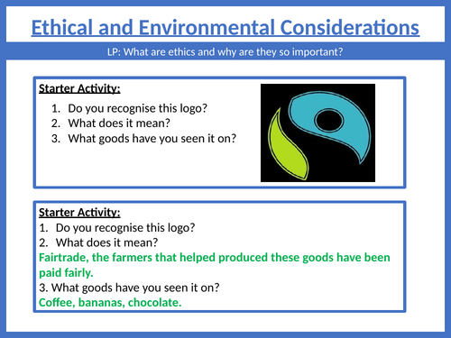 GCSE Ethical and Environmental Considerations | Teaching Resources