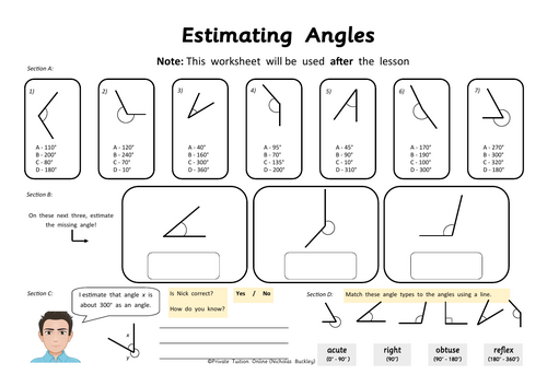 Estimating Angles Resource Worksheet | Teaching Resources