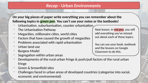 GCSE / IGCSE Urban Environments Unit + Resources | Teaching Resources