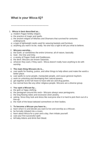 The Church of Wicca | Teaching Resources