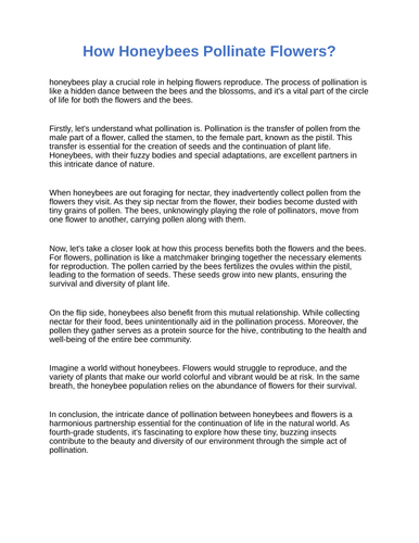 How Honeybees Pollinate Flowers? : Reading Comprehension Questions With ...