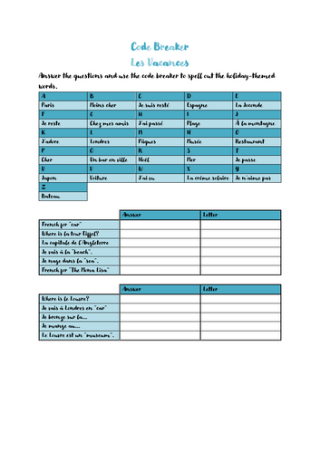 French Codebreaker | Teaching Resources
