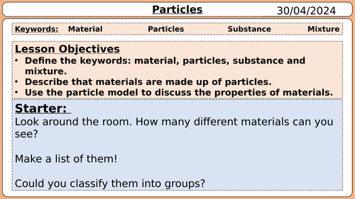 KS3 Particulate Nature of Matter | Teaching Resources