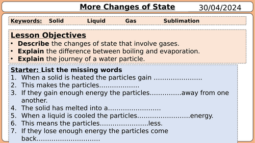 KS3 Particulate Nature of Matter | Teaching Resources