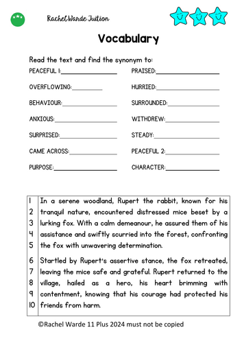 FREE FIND SYNONYMS MINI STORY | Teaching Resources