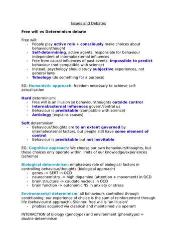 A-Level AQA Psychology A* Notes Issues and Debates | Teaching Resources
