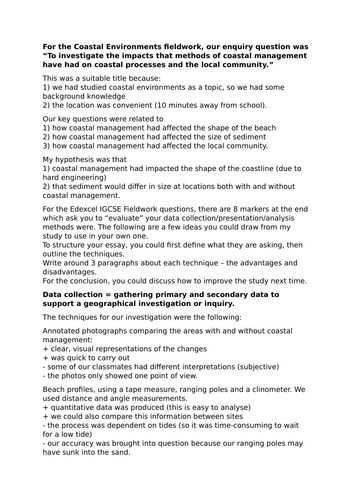 Physical Fieldwork (Coasts) Guide for GCSE/IGCSE Geography | Teaching ...