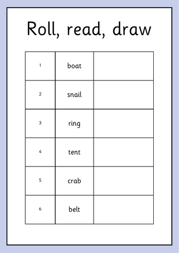 Roll, read, draw | Teaching Resources