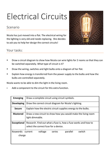 Electrical Circuits - a self guided task | Teaching Resources
