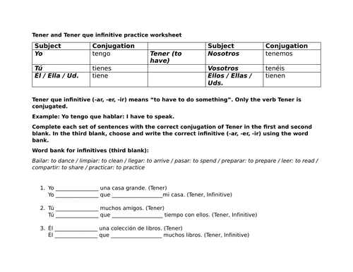 Ir and Ir a infinitive practice worksheet | Teaching Resources