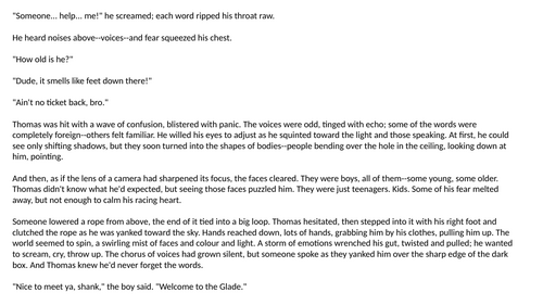 GCSE Creative writing - The Maze Runner - stimulus | Teaching Resources