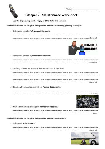 Engineering GCSE AQA - Lifespans and Maintenance of Engineered Products ...