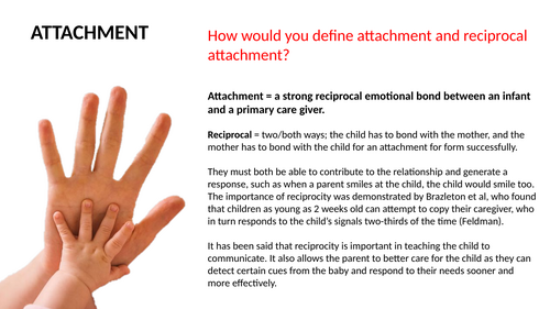 A level Psychology - Attachment | Teaching Resources