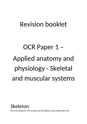 Skeletal and muscular systems, OCR PE Paper 1 Applied Anatomy and ...