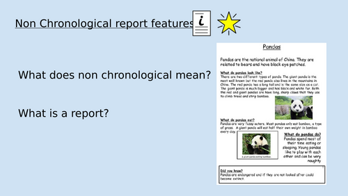 Non Chronological Report features and spag lessons - 1 week | Teaching ...