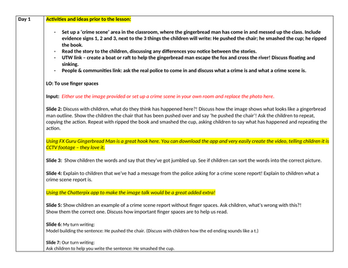 Gingerbread Man - Outstanding Lesson 'Crime Scene Report' | Teaching ...