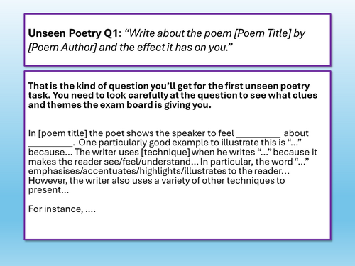 Eduqas Unseen Poetry Revision 2025 | Teaching Resources