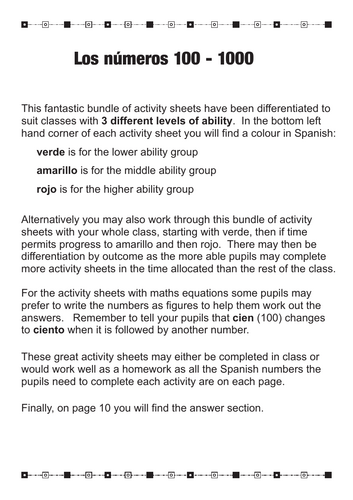 Spanish numbers 100 - 1000 (Los números) | Teaching Resources