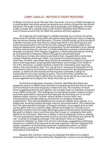 HEROES - Beyond A* Exemplar Essay [CHARACTER & RELATIONSHIP MEGAPACK ...