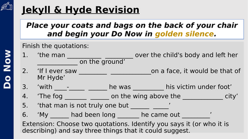 Jekyll & Hyde Core Knowledge Exam Revision | Teaching Resources
