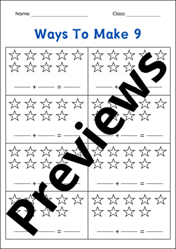 Ways to Make 8 and 9 Kindergarten Math Worksheets – Making 8 and 9 ...