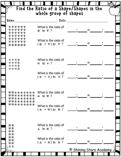Find the Ratio of the given shape from the group of Shapes Worksheets ...