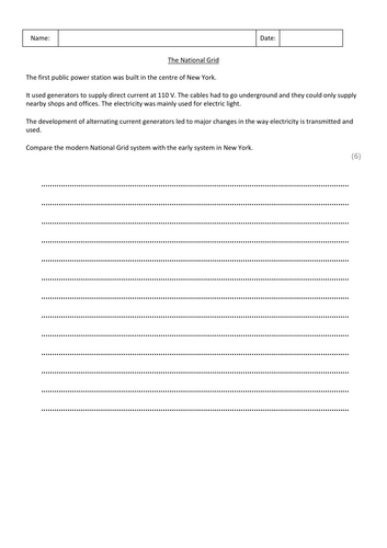 KS4 GCSE Physics EDEXCEL SP13b The National Grid Lesson Bundle ...