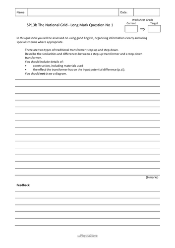 KS4 GCSE Physics EDEXCEL SP13b The National Grid Lesson Bundle ...