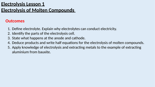 Electrolysis 3 lesson pack - AQA GCSE TRILOGY COMBINED SCIENCE ...