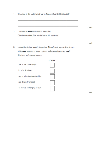 Treasure Island KS2 Complete Comprehension with ANSWERS | Teaching ...