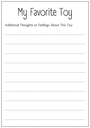Printable my favourite toy writing worksheet for for kindergarten ...