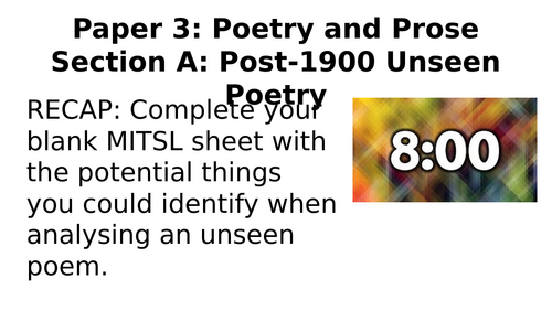 IAL Unseen Poetry for Edexcel Unit 3 | Teaching Resources