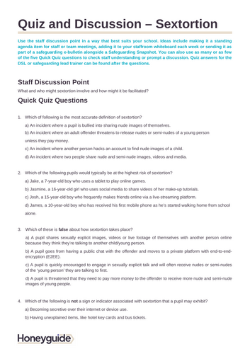 Sextortion Safeguarding Training Pack | Teaching Resources