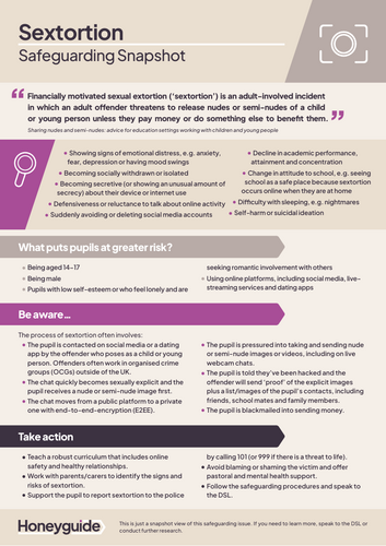 Sextortion Safeguarding Training Pack | Teaching Resources