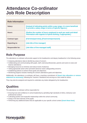 Attendance Co-ordinator Interview Pack | Teaching Resources