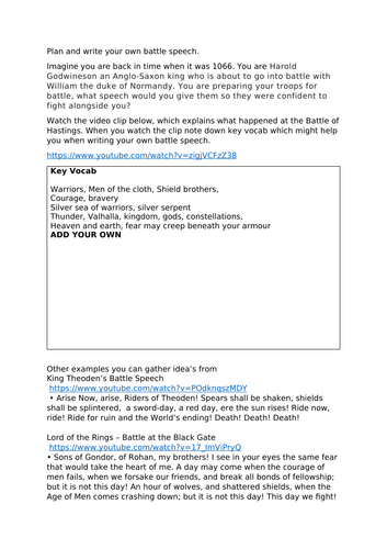 Anglo-Saxon Battle Speech KS2 English | Teaching Resources